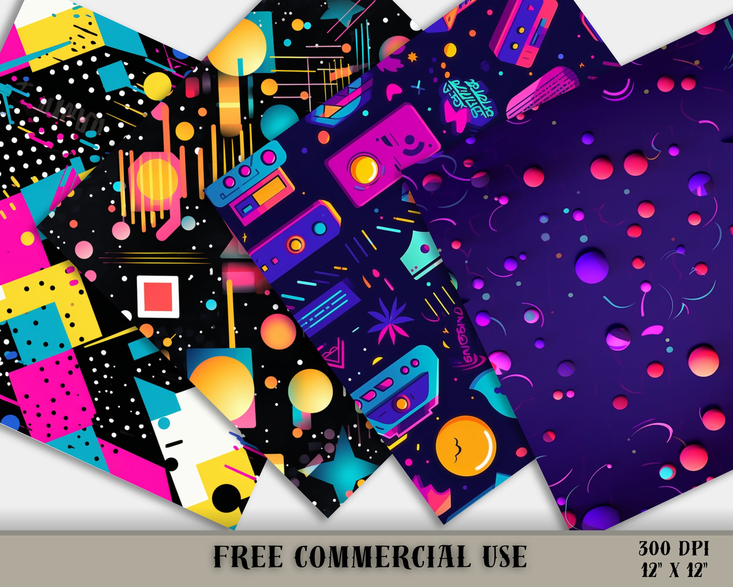 80's & 90's Seamless Patterns, Eighties/nineties Patterns, Scrapbooking ...