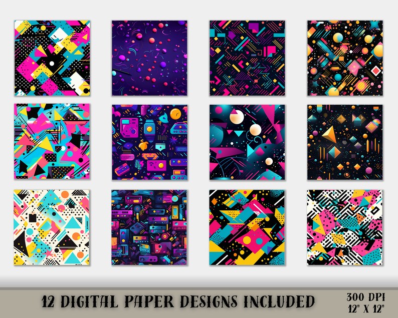 80's & 90's Seamless Patterns, Eighties/nineties Patterns, Scrapbooking ...