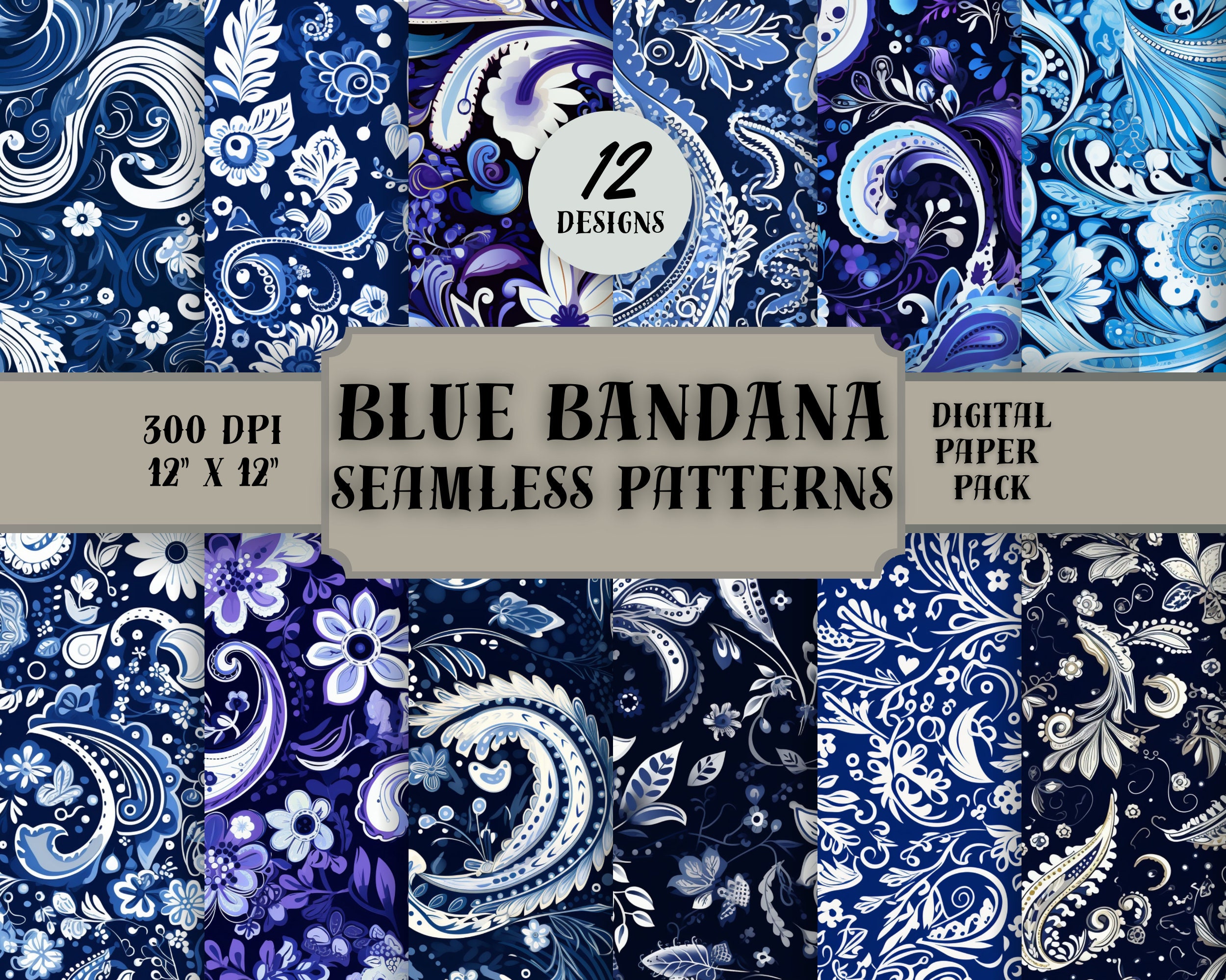 Blue Bandana Pattern Vector