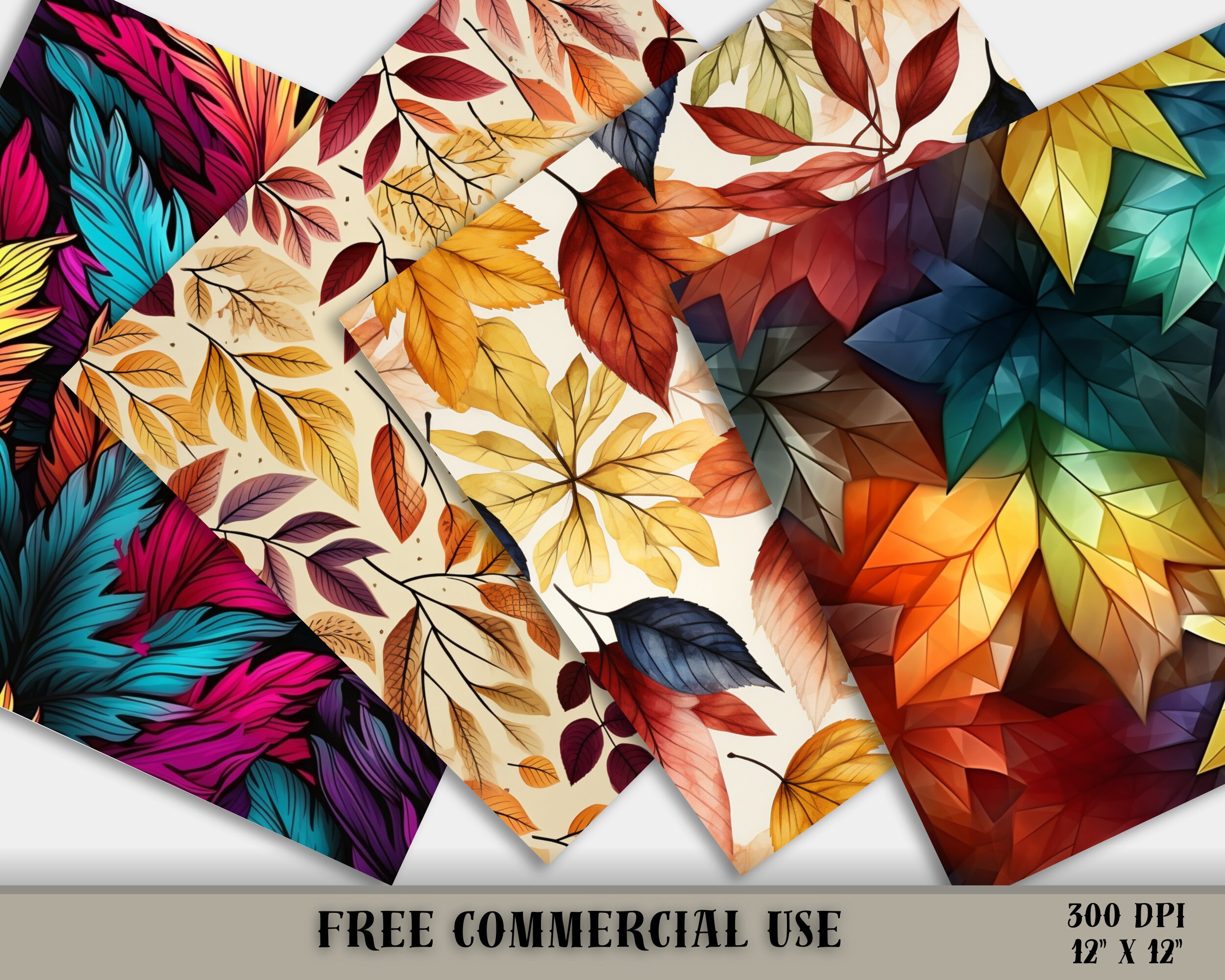 Fall/autumn Leaves Digital Papers, Digital Scrapbook, Leaves Digital ...