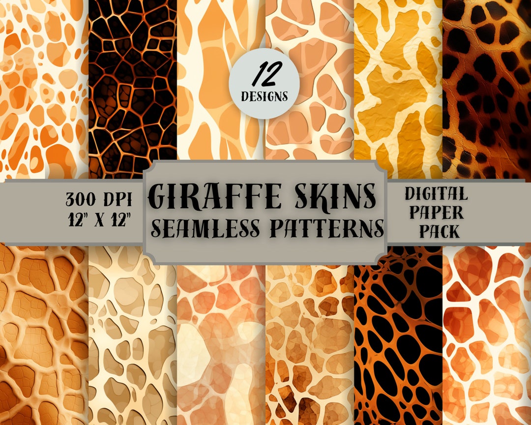 Giraffe Skin Paper Seamless Patterns, Safari Digital Print, Neutral ...