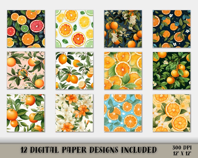 Oranges Digital Paper, Orange Scrapbook Papers, Watercolor Orange ...