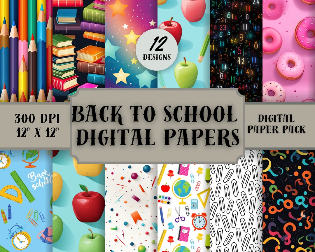 Back to School Digital Papers, Teacher Patterns, Back to School Pattern ...