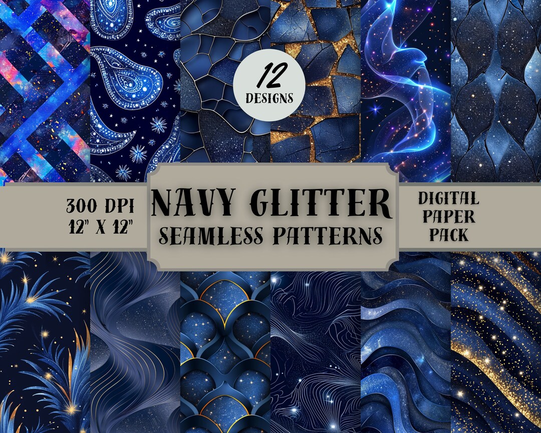Navy Blue Seamless Textures, Luxury Sparkle Glitter Tileable Patterns ...