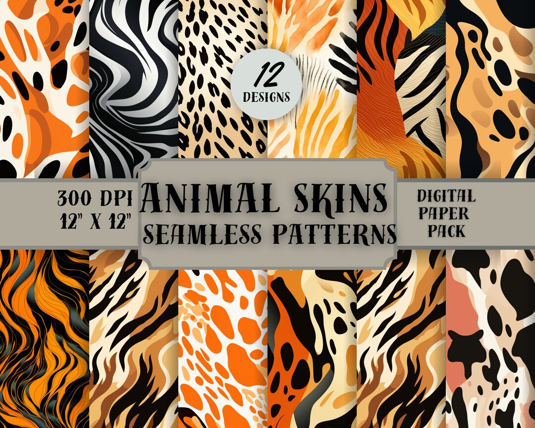 Animal Skins Seamless Patterns, Safari Animals Prints, Safari Digital ...