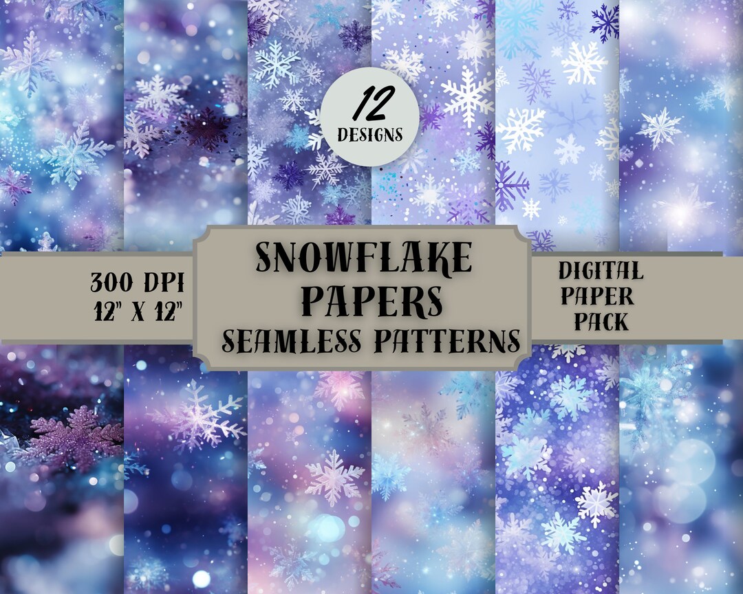 Snowflake Bokeh Seamless Patterns, Christmas Paper With Glitter and ...