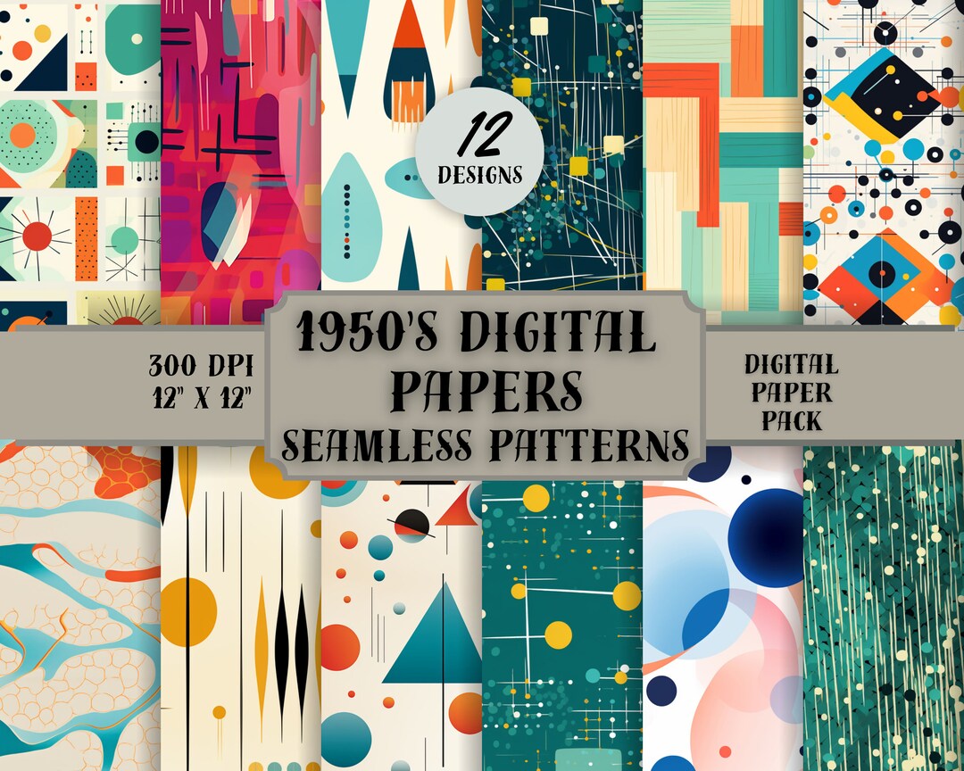 Atomic Seamless Patterns, Retro Patterns, 1950's Digital Patterns ...