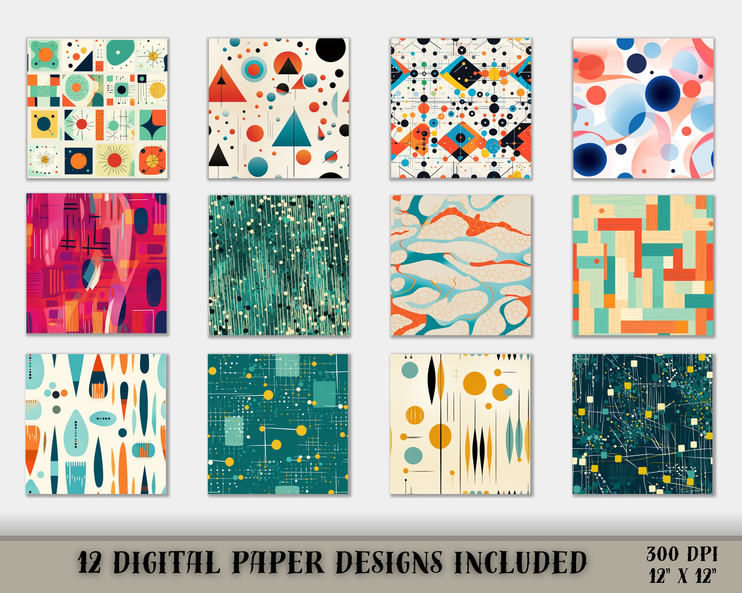 Atomic Seamless Patterns, Retro Patterns, 1950's Digital Patterns ...
