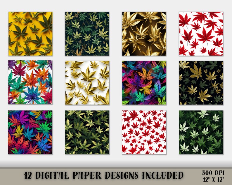 Weed Cannabis Digital Paper, Marijuana Cannabis 420 Seamless Patterns ...