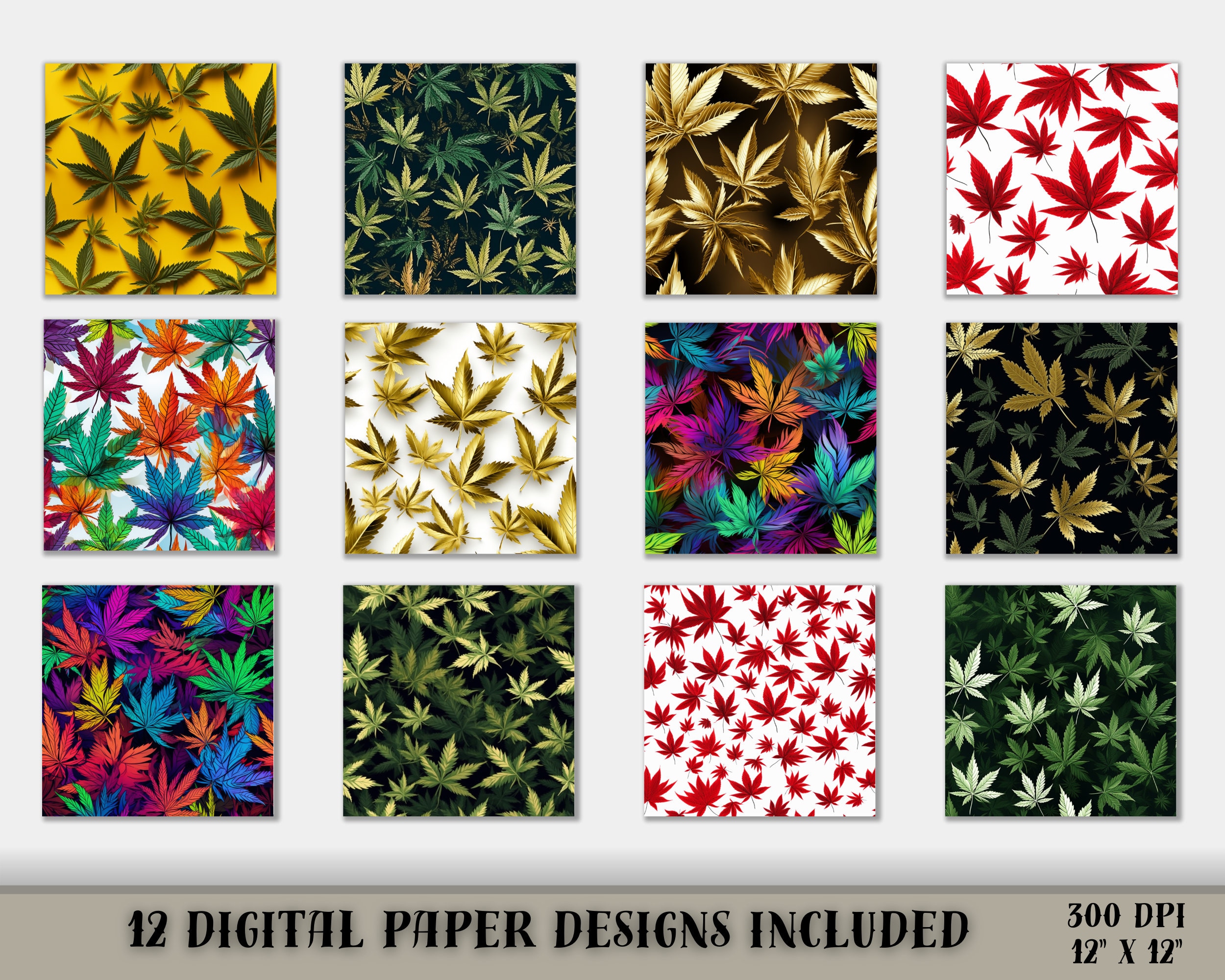 Weed Cannabis Digital Paper, Marijuana Cannabis 420 Seamless Patterns ...