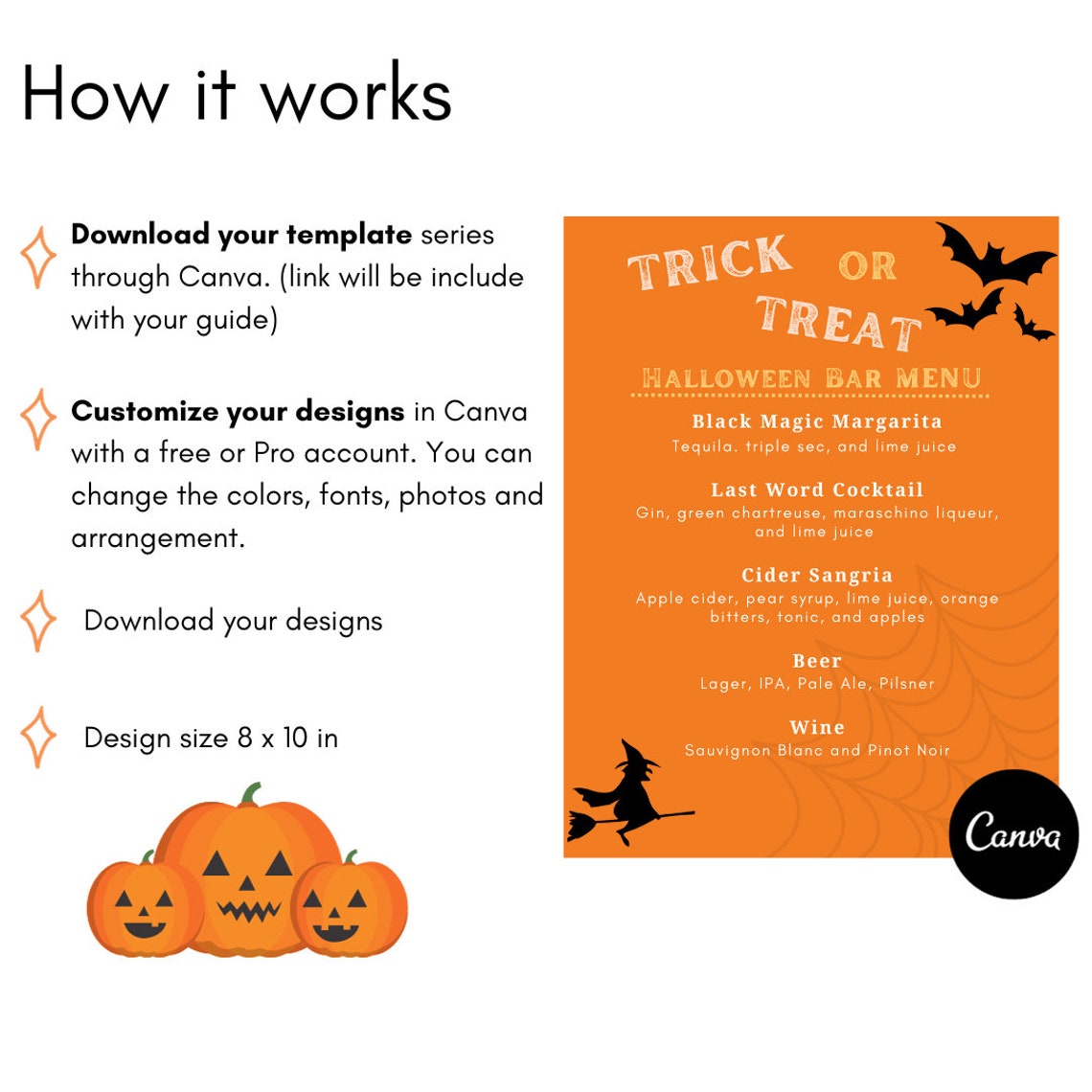 Halloween Bar Menu Beverage Menu Template Canva Design Beverage Menu ...