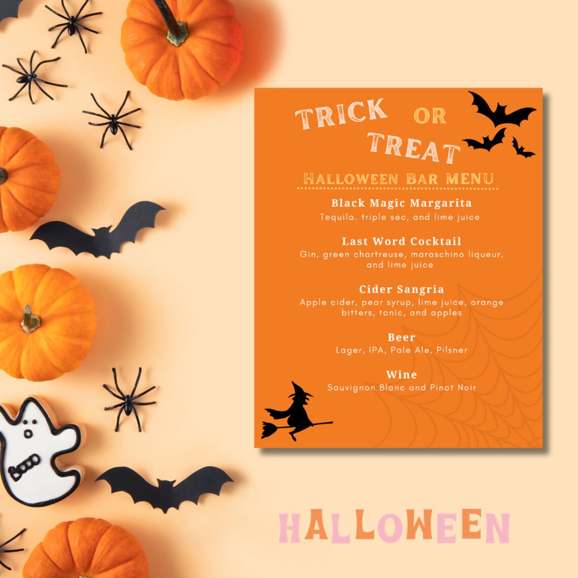 Halloween Bar Menu Beverage Menu Template Canva Design Beverage Menu ...