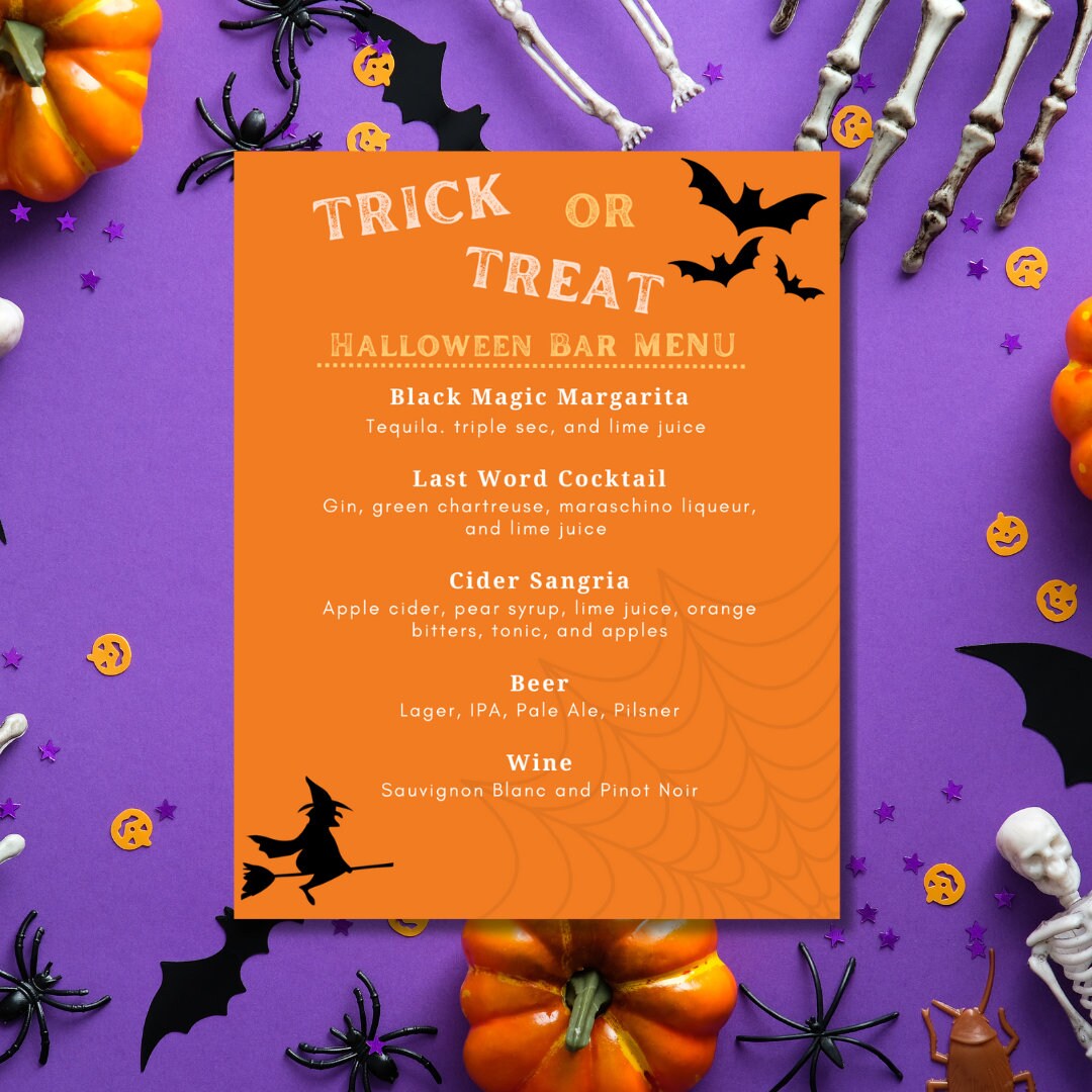 Halloween Bar Menu Beverage Menu Template Canva Design Beverage Menu ...