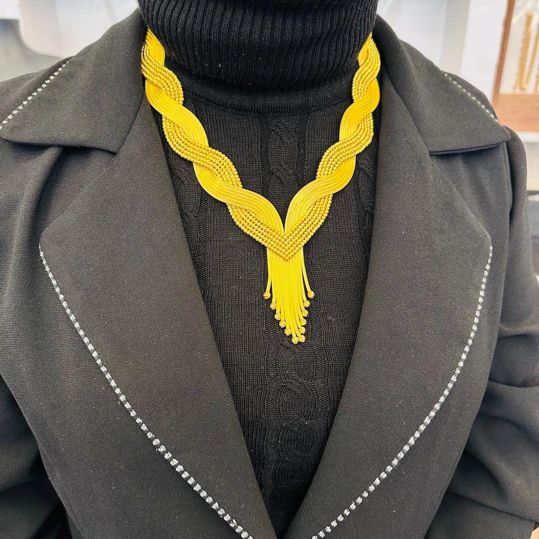 925 Sterling Silver Doric Model 22 Carat Gold Plated Women's Necklace ...