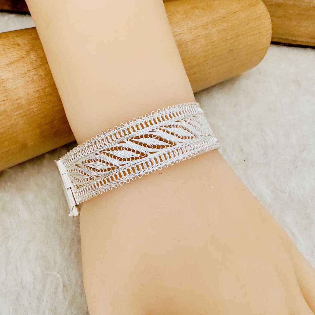 Sterling Silver Filigree Bangle Bracelet: Handmade Turkish Telkari ...