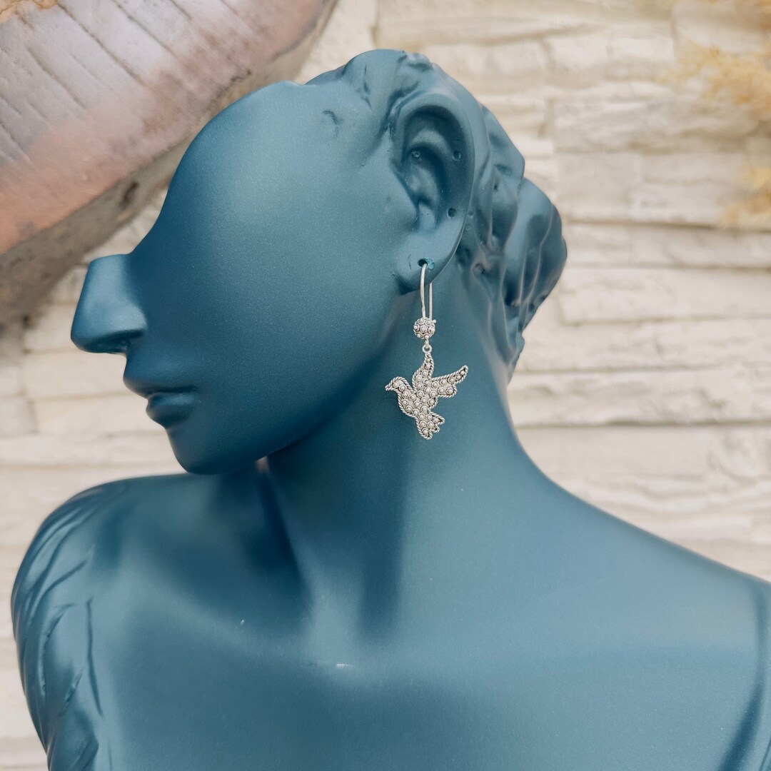 Filigree Flying Dove Earrings, 925 Sterling Silver Unique Turkish ...