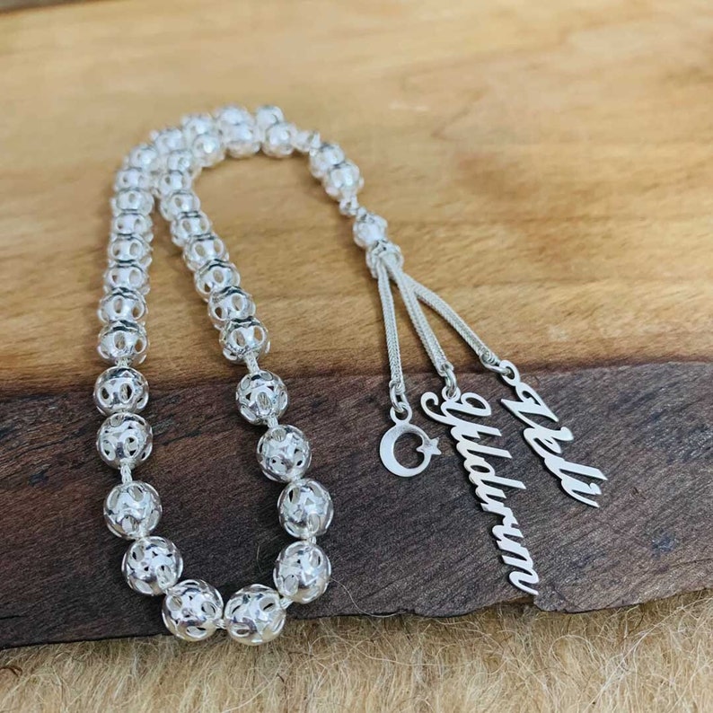 925 Sterling Silver Islamic Tesbih With Name or Letters, Personalized ...