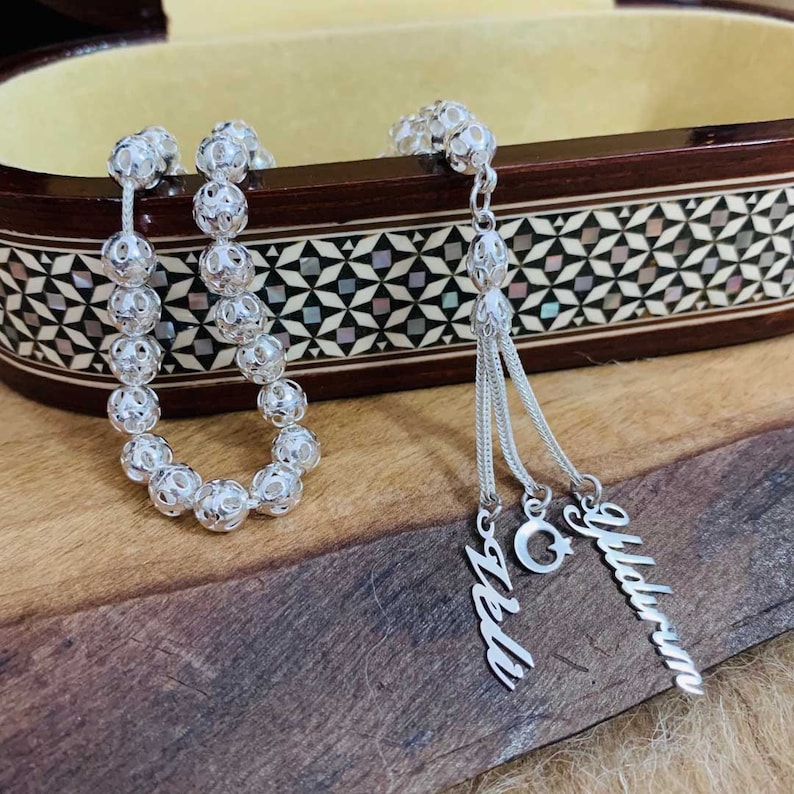925 Sterling Silver Islamic Tesbih With Name or Letters, Personalized ...