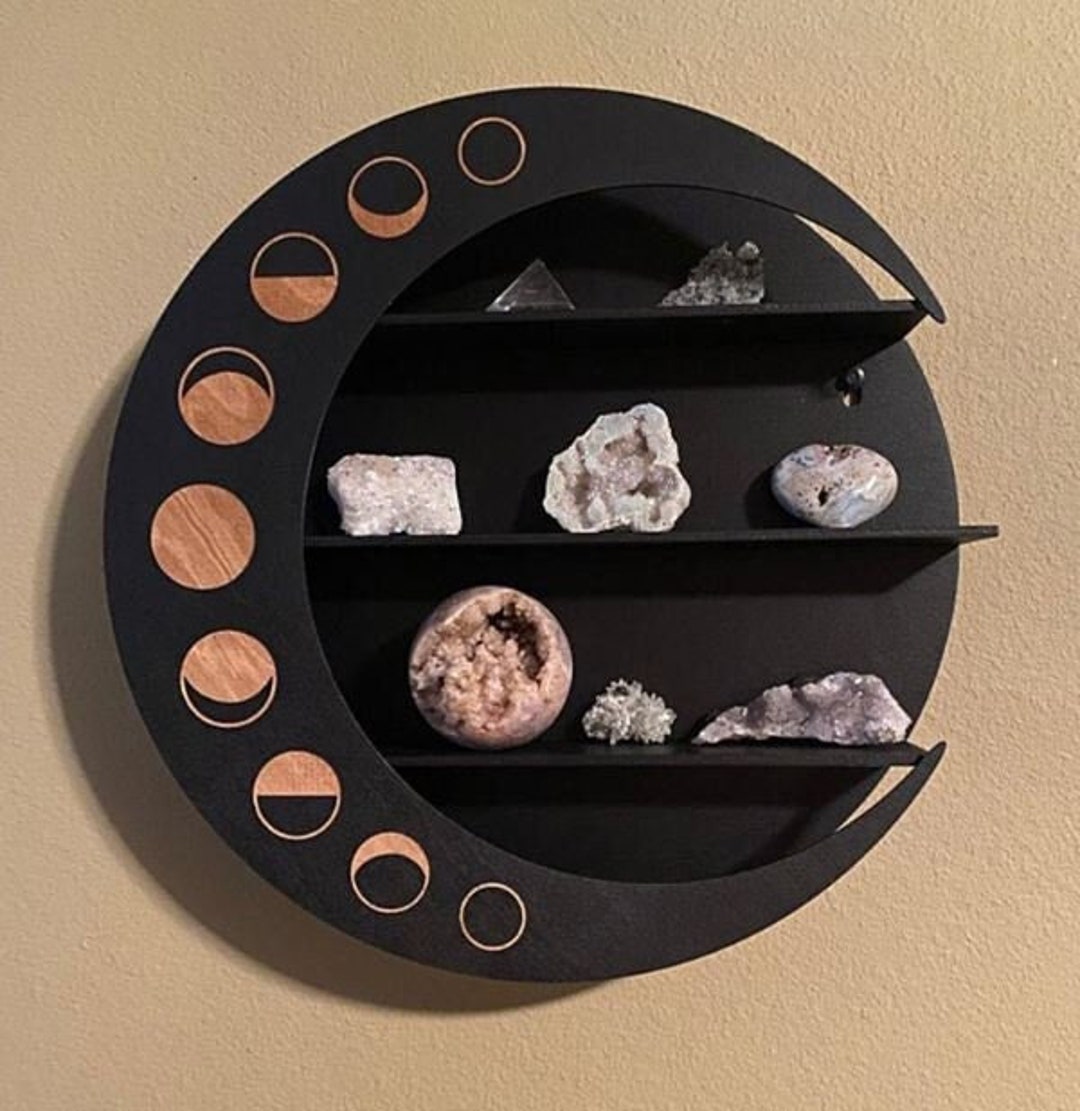 MOON SHELF Crystal Shelf Moon Phase Essential Oils Floating Shelf GAIA ...