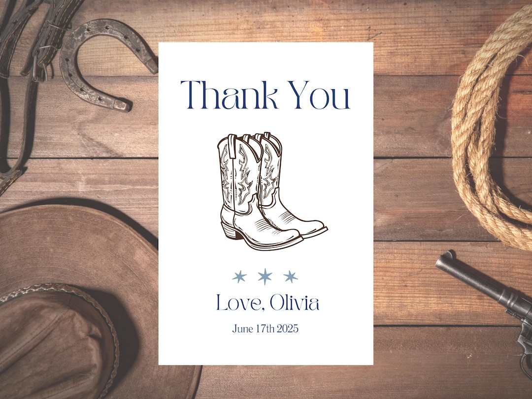 Western Thank You Card Template | Editable Canva Printable | Cowboy ...