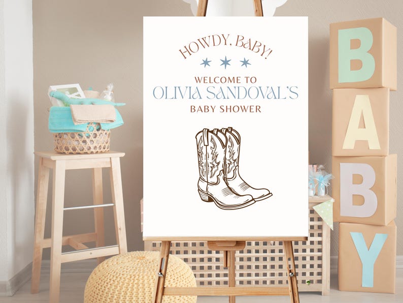 Howdy Baby Shower Welcome Sign | Western Baby Shower Decor | Cowboy ...