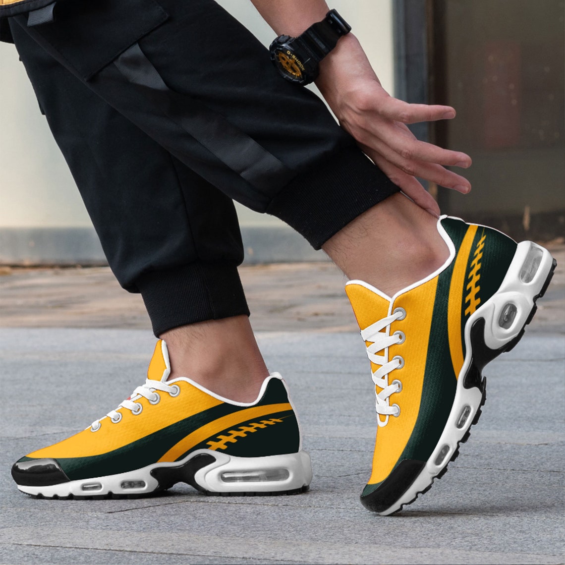 Custom Men's Sports Shoes,personalized Yellow Green Running Baseball ...