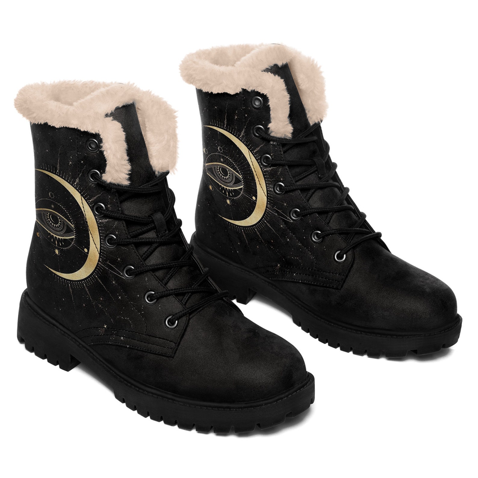 Custom Winter Snow Footwear,personalized Sun and Moon Ankle Boots ...