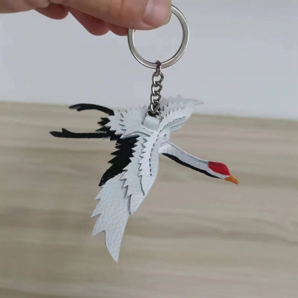 Custom Leather Key Chain,personalized Crane Bag Charm,unique Birthday ...