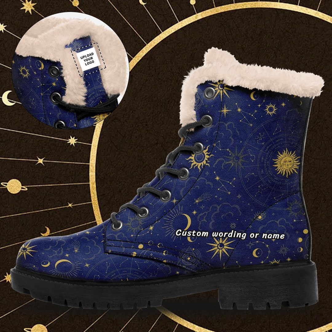 Custom Winter Snow Footwear,personalized Sun and Moon Ankle Boots ...