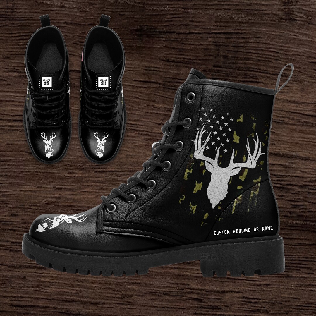 Custom Black Leather Ankle Boots,personalized High Quality Waterproof ...