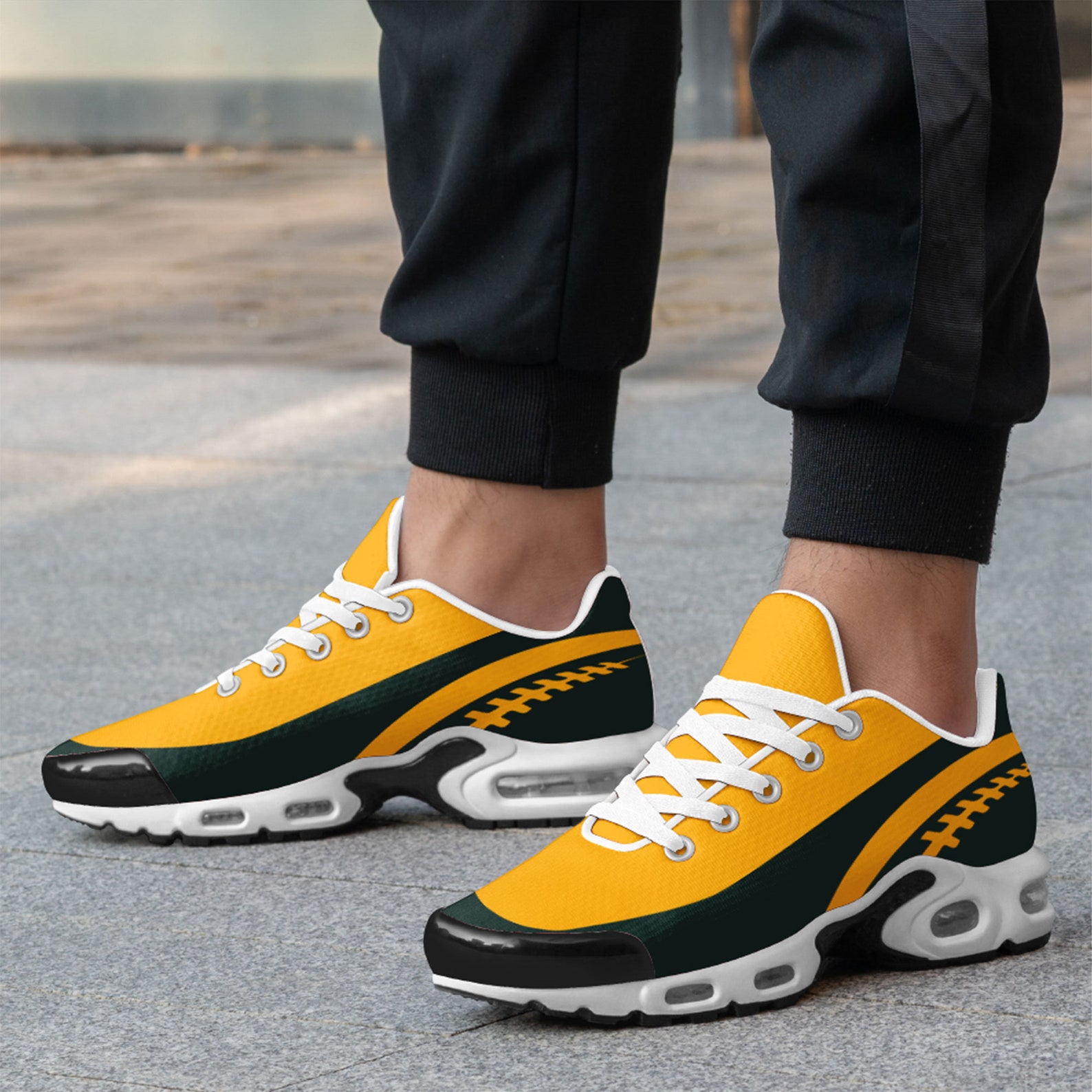 Custom Men's Sports Shoes,personalized Yellow Green Running Baseball ...