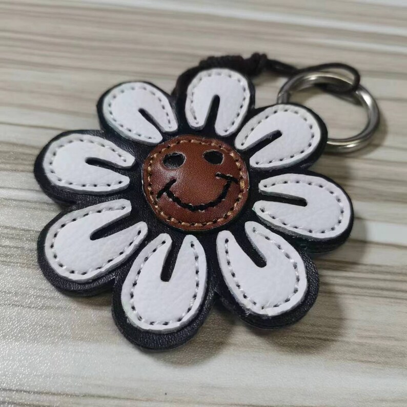 Custom Sunflower Leather Bag Charm,happy Everyday Smile Beautiful Key ...