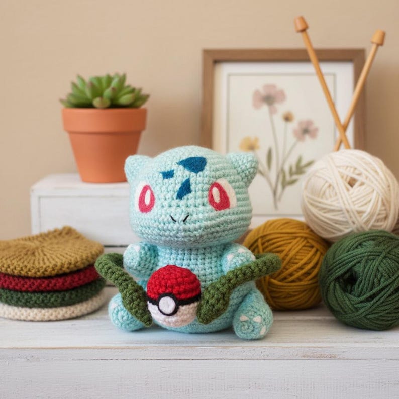Bulbasaur Amigurumi Crochet Pattern | Plant Dinosaur Plush Toy (PDF ...