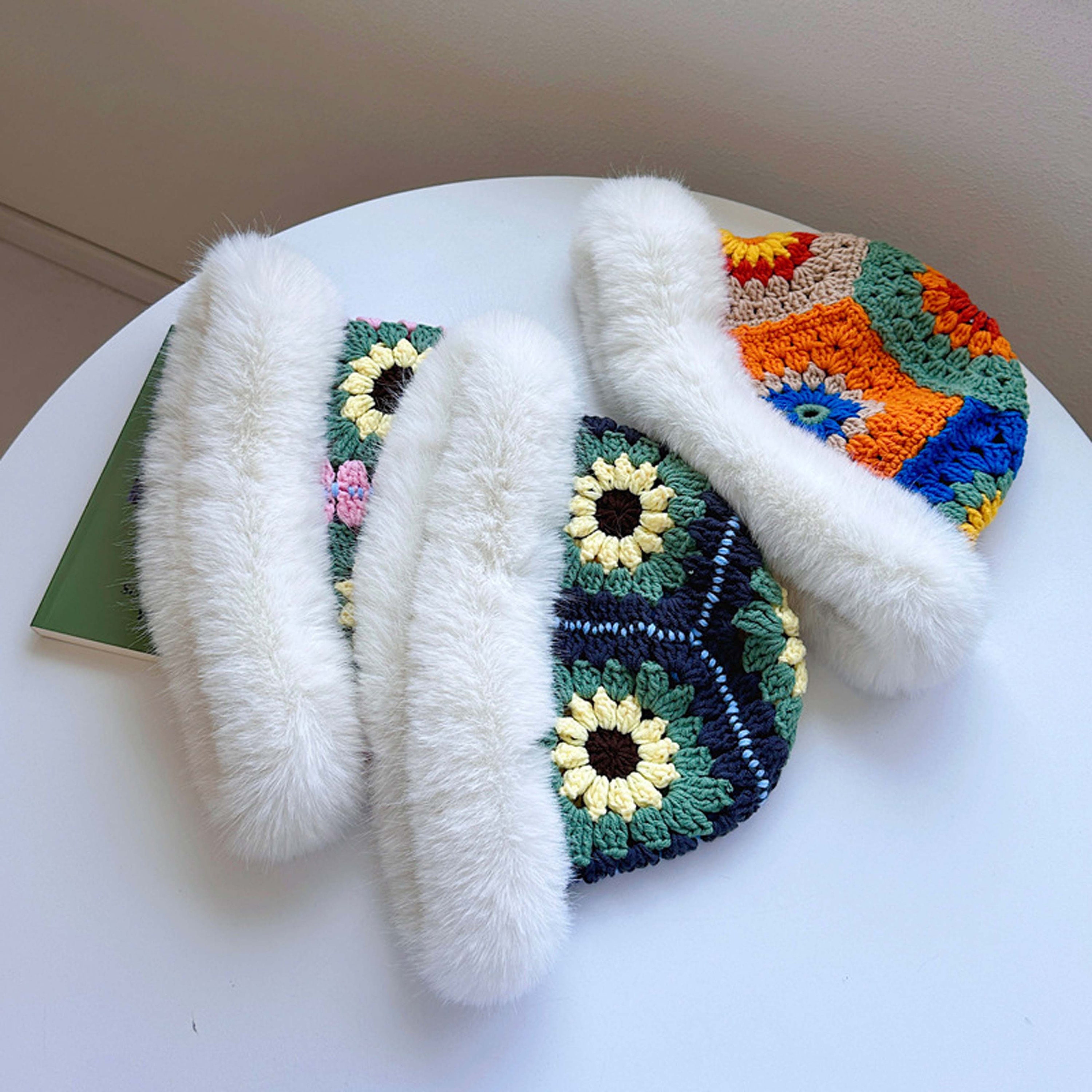 Rabbit Hair Knitted Wool Hat Women's Fall Winter Tiger Head Lion ...