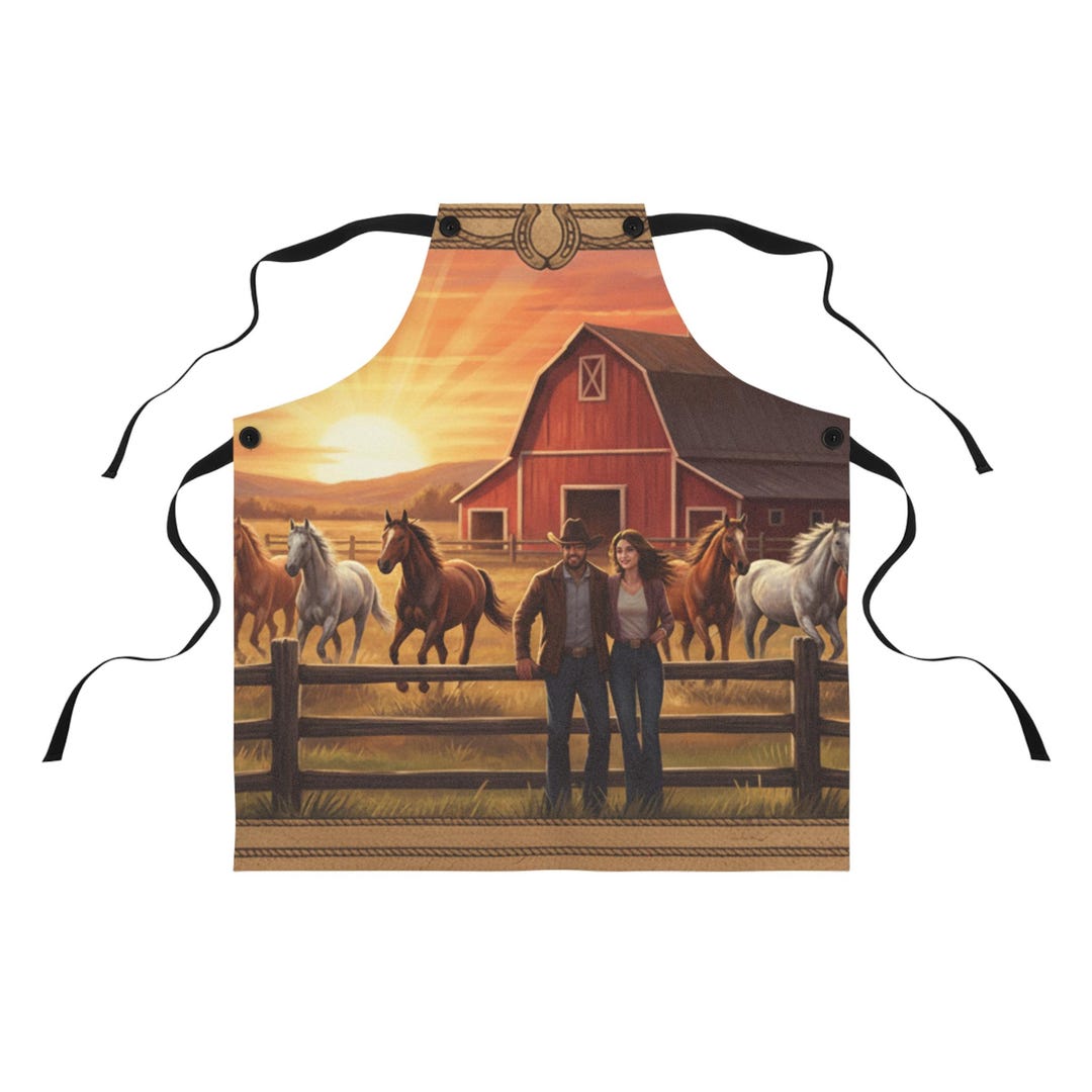 Barn Scene Apron: Farmhouse Kitchen Cooking Gift - Etsy