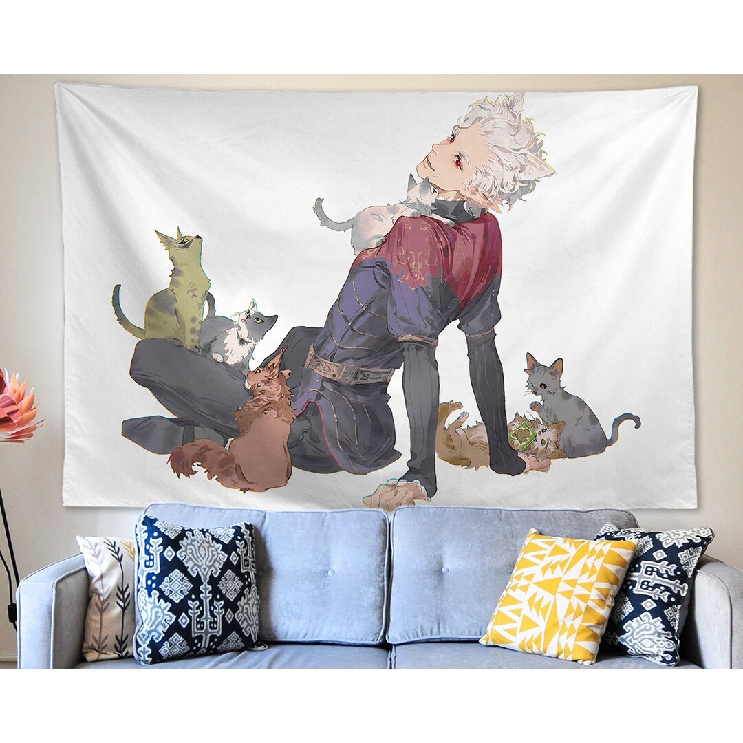 Anime Tapestry Wall Hanging Baldur's Gate 3 Astarion Tapestry Wall Art ...
