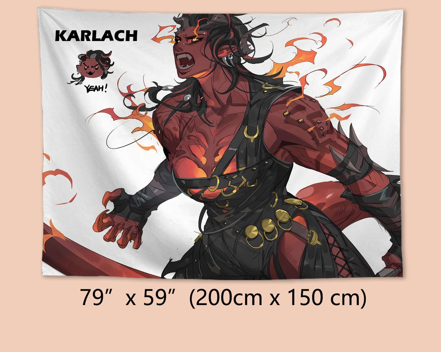 Anime Tapestry Wall Hanging Baldur's Gate 3 Karlach Tapestry Wall Art ...