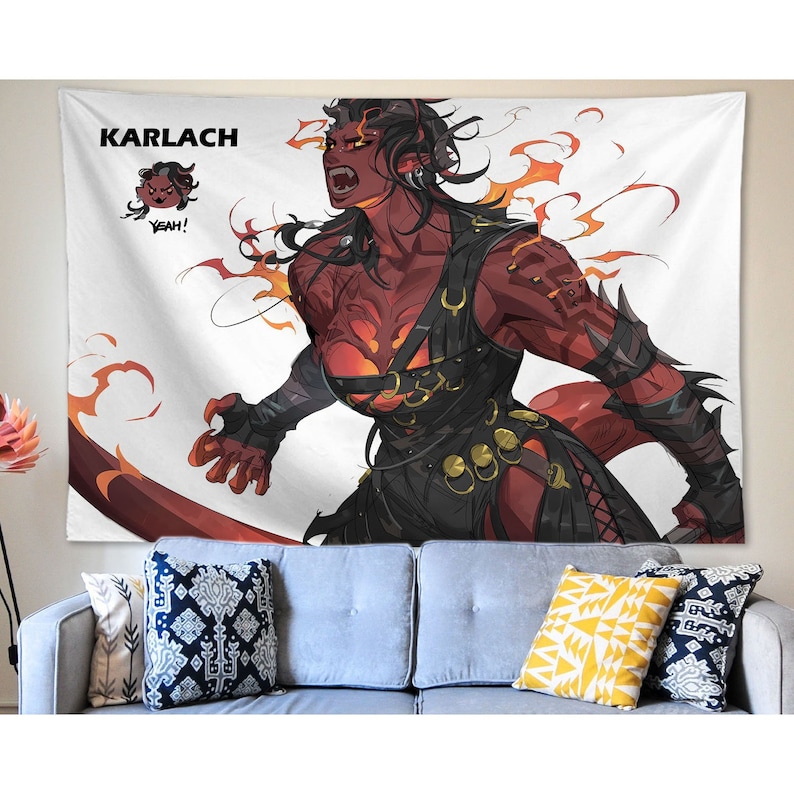 Anime Tapestry Wall Hanging Baldur's Gate 3 Karlach Tapestry Wall Art ...