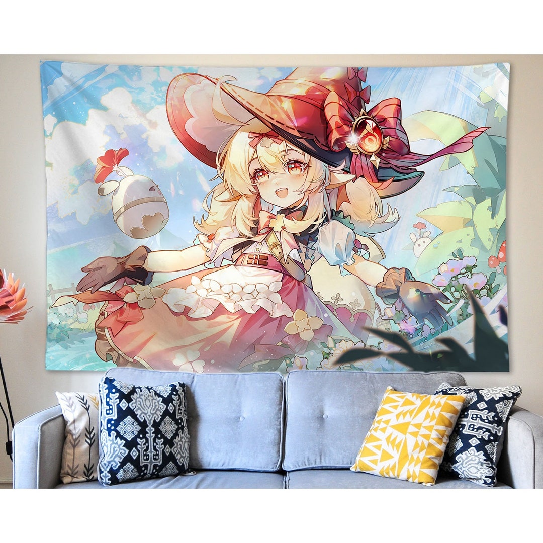 Anime Tapestry Wall Hanging Genshin Impact Klee Tapestry Wall Art Home ...