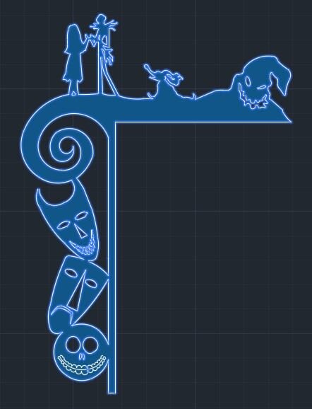 Nightmare Before Christmas Lock Shock & Barrel Corner Art DXF File ...