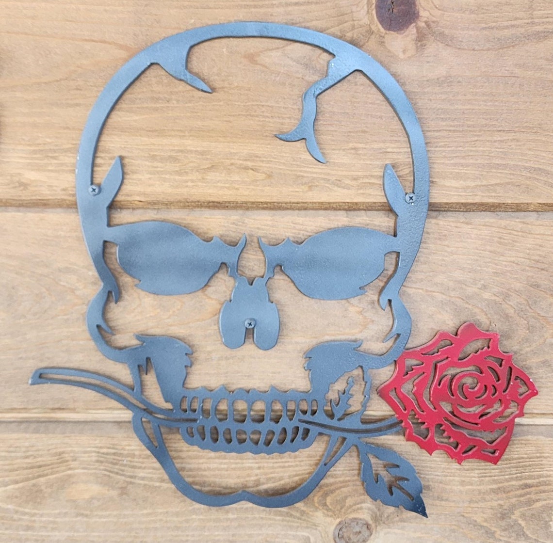Skull With Rose in Teeth DXF File - Digital Download- File(s) Only ...