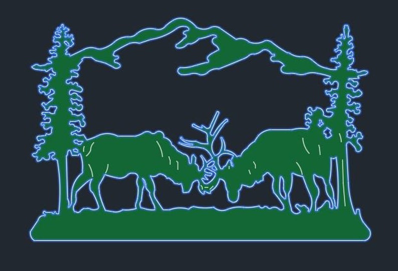 Elks in the Forest Design for Gates and More DXF File - Digital ...
