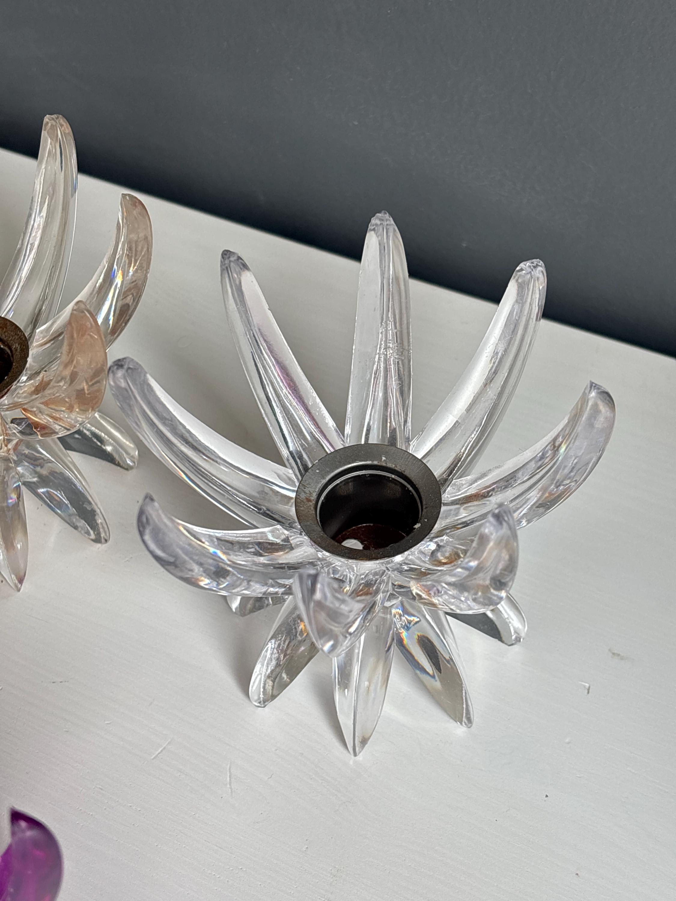 Vintage Candlesticks Lucite Lotus Candle Holders Friedel Germany ...