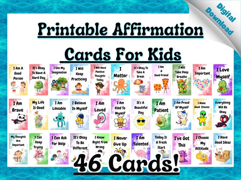 Printable Affirmation Cards for Kids - Positive Affirmations - Etsy