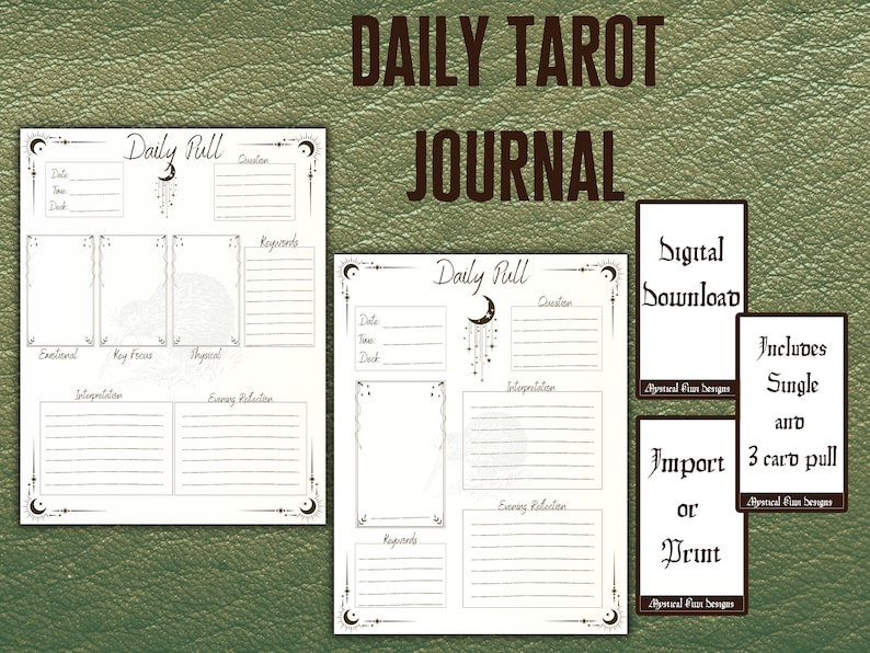 Daily Tarot Journal (single & 3 Card Pulls) - Etsy