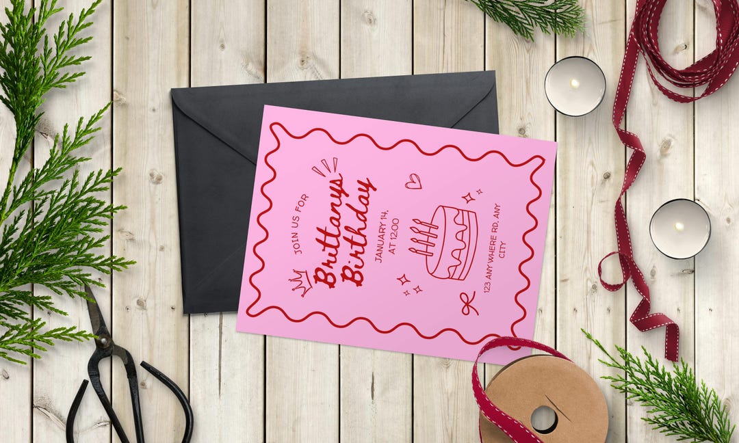 EDITABLE Simple Party Invite, Minimalist Birthday Invitation, Adult and ...