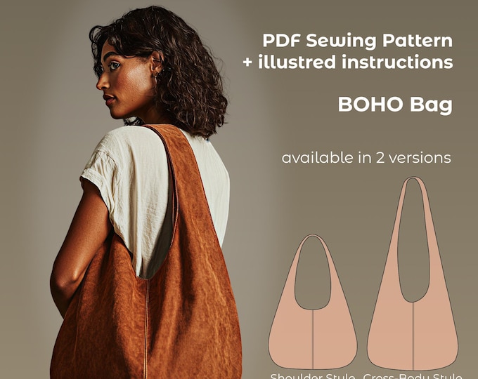 BOHO Bag PDF Sewing Pattern – Beginner-friendly Shoulder & Crossbody ...
