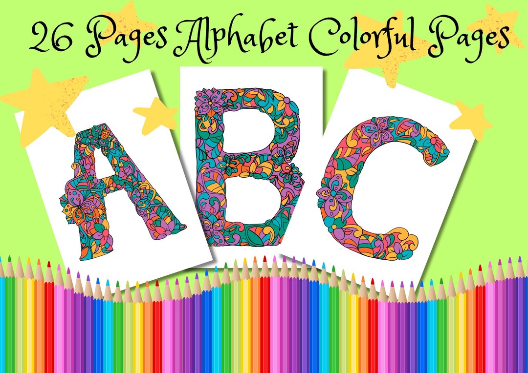 26 Pages Printable Colorful Alphabet Letters Pages | Easy Kids Coloring ...