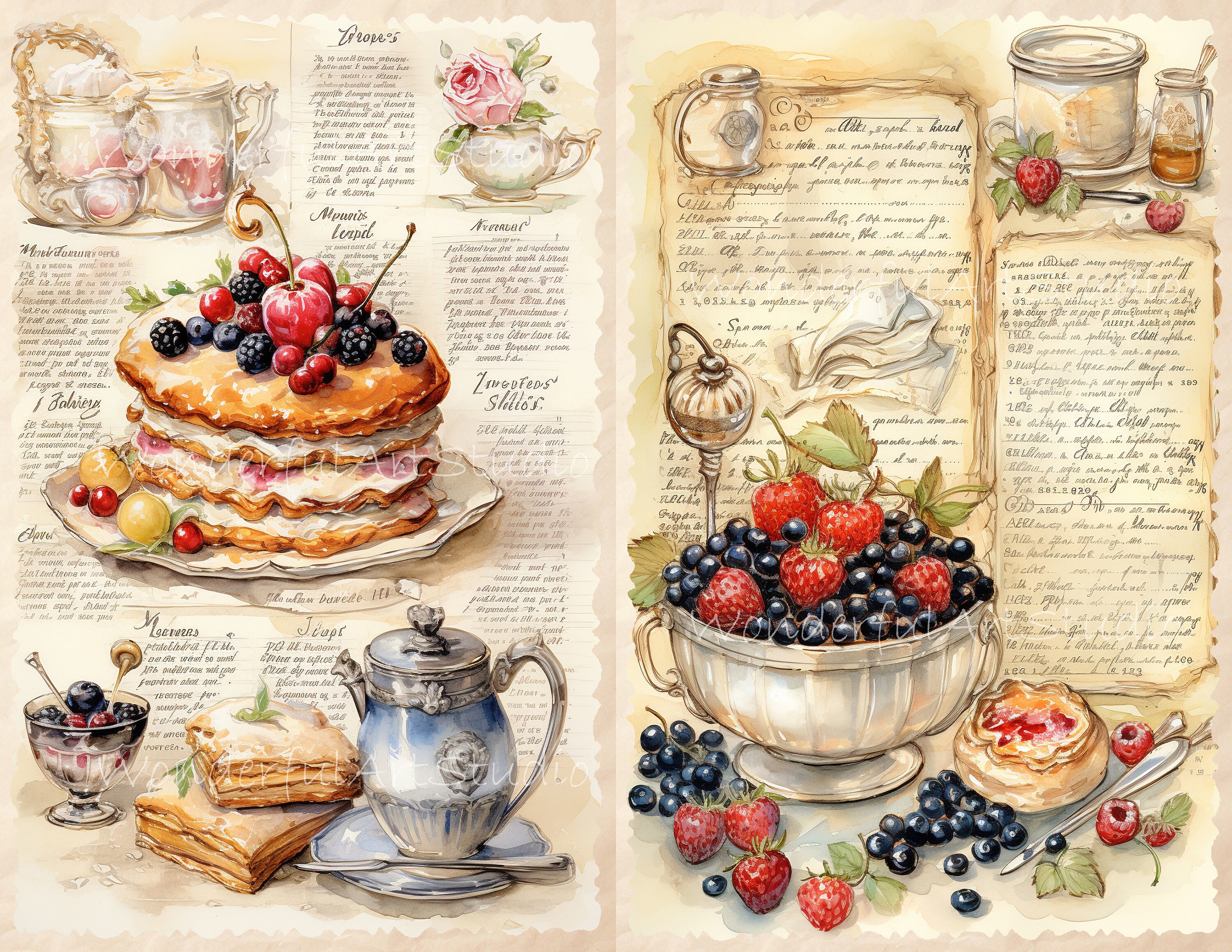 Cooking Junk Journal Vintage Cook Book Digital Scrapbook Healthy ...