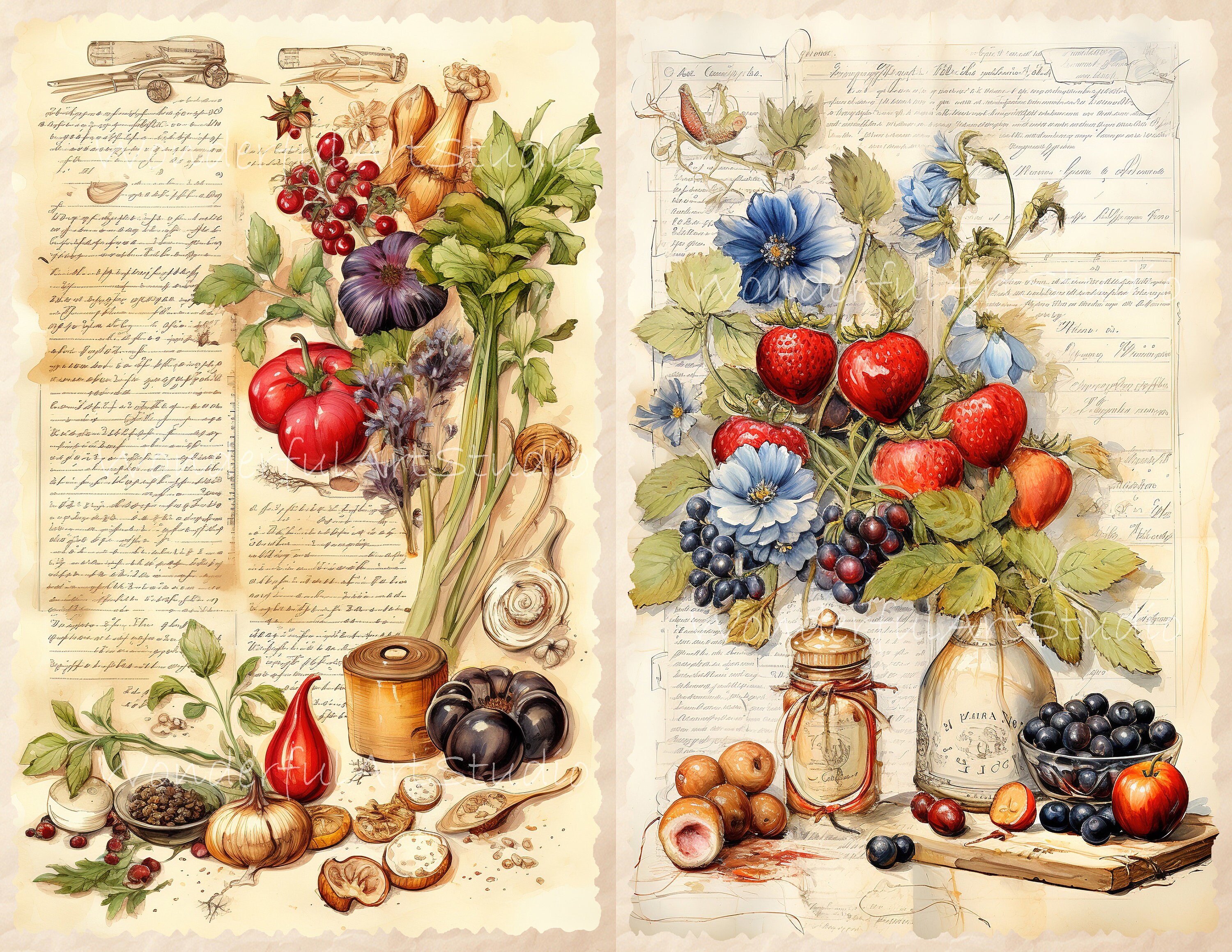 Cooking Junk Journal Vintage Cook Book Digital Scrapbook Healthy ...